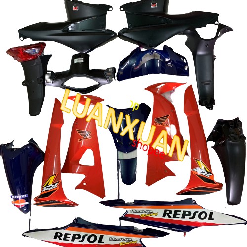 Bộ dàn áo xe wave RS -wave REPSOL MÀU xanh cam (PHANH CƠ )-wave S -wave ...