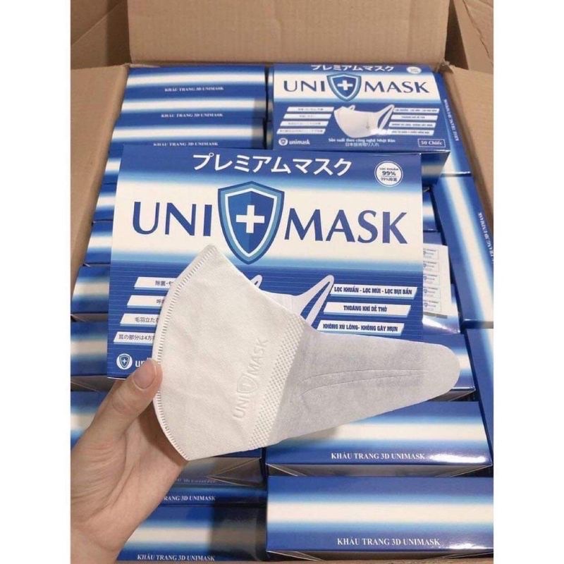 [Hộp 50 chiếc] Khẩu Trang 3d Uni mask, chính hãng kháng khuẩn, chống ...