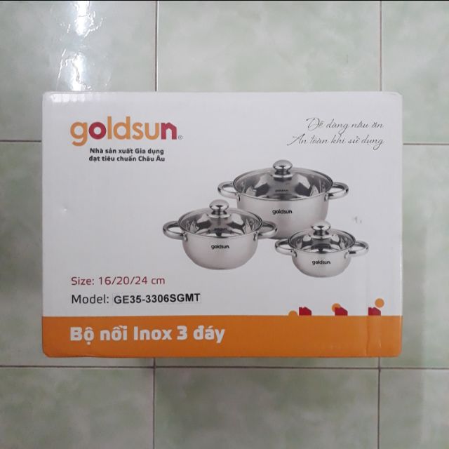 Bộ nồi Goldsun Inox 3 đáy | Shopee Việt Nam