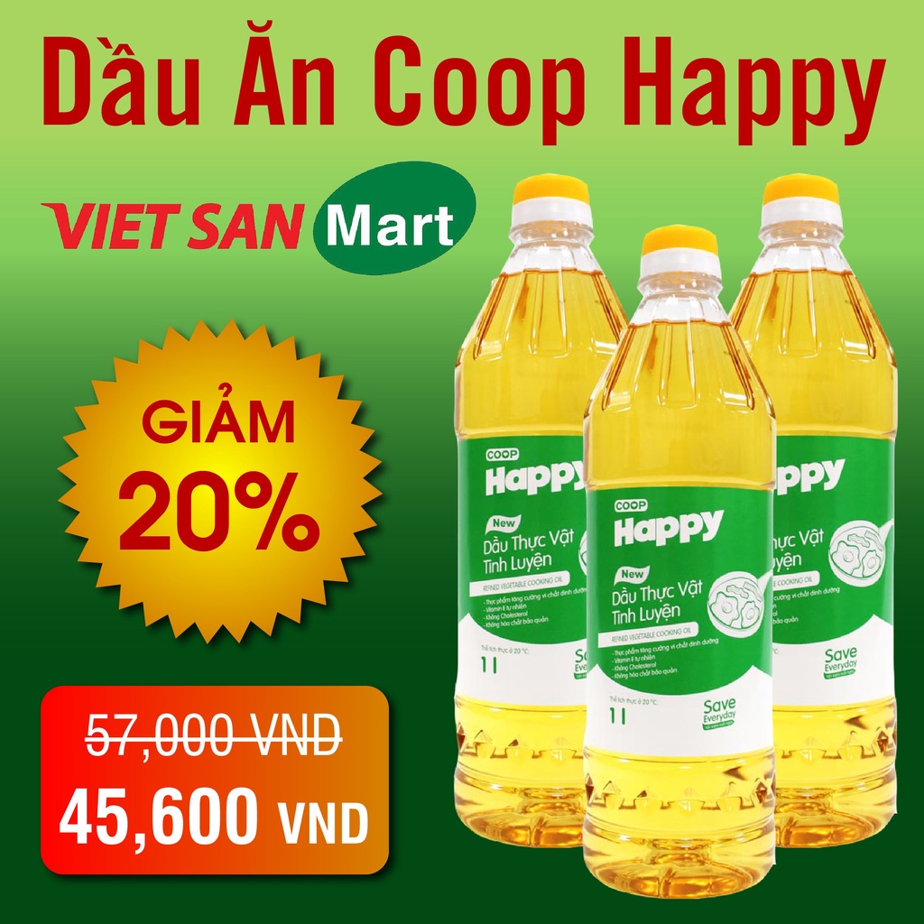 Dầu Ăn Coop Happy chai 1 L | Shopee Việt Nam