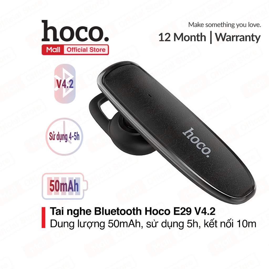 Tai nghe Bluetooth Hoco E29 V4.2 dung lượng pin 50mAh, sử dụng 5h ...
