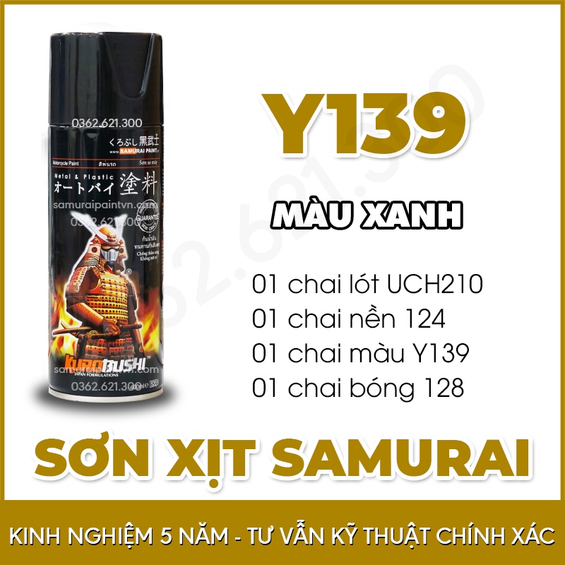 Sơn xanh candy - Y139 Sơn xịt Samurai | Shopee Việt Nam
