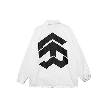 Áo khoác dù nút bấm màu trắng 5THEWAY /solid/ BIG LOGO COACH JACKET in ...