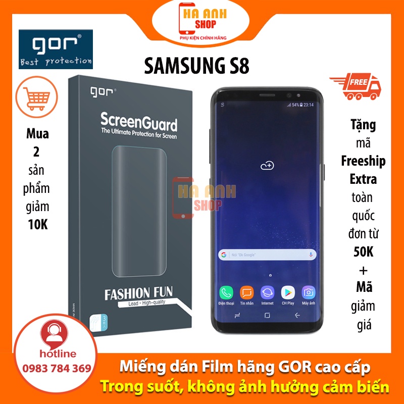 Miếng dán Samsung S8 hãng Gor cao cấp Full màn H6 (bộ 3 miếng) | Shopee ...