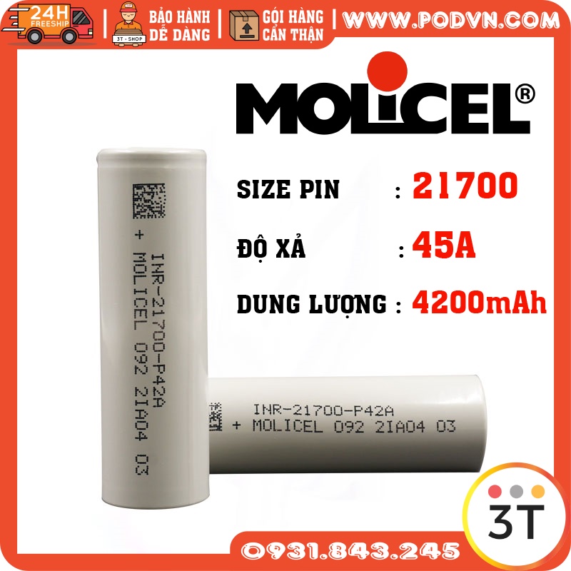 Pin Molicel P26A lithium INR 18650 35A 2600mah / li ion 21700 P42A 45A ...