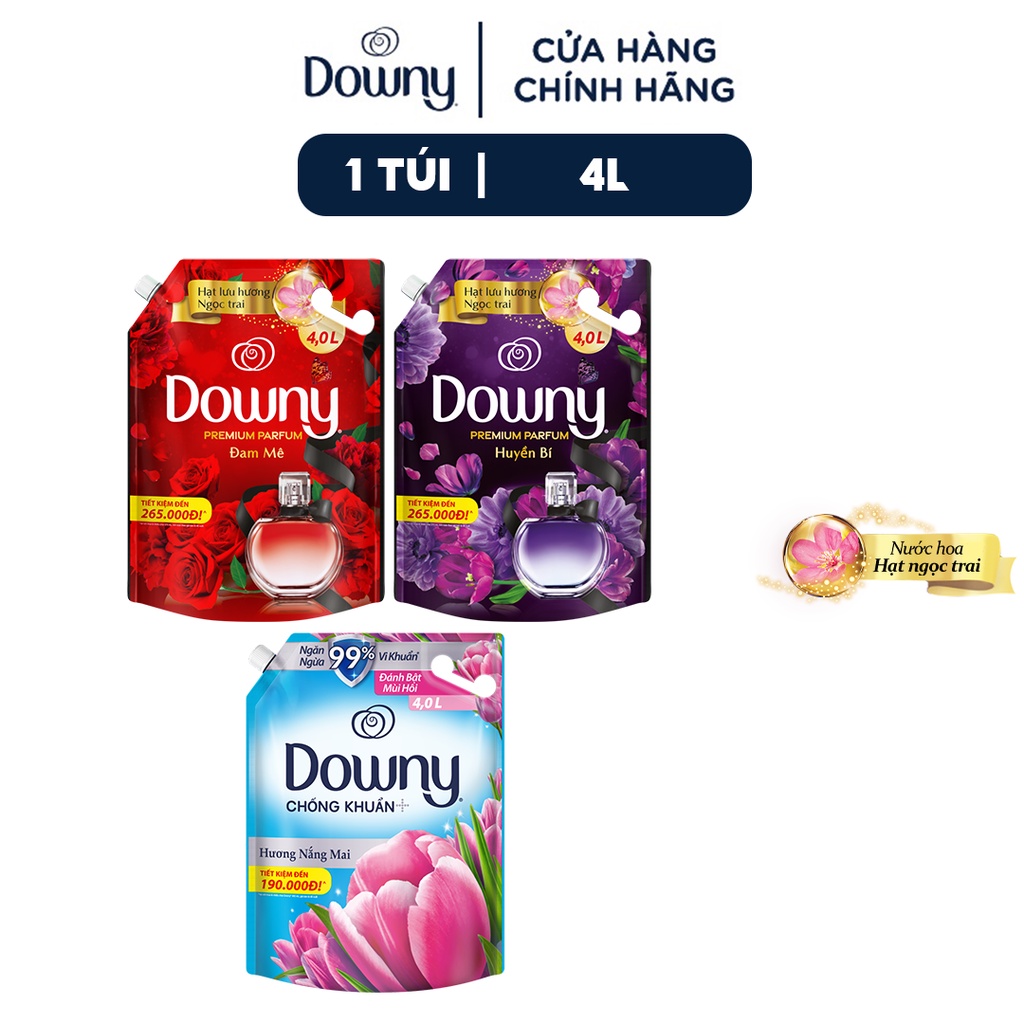 Nước Xả Vải Downy Hương Nước Hoa Cao Cấp Túi 4l Hương Đam Mê Huyền Bí Nắng Maihuyền Bí Dịu