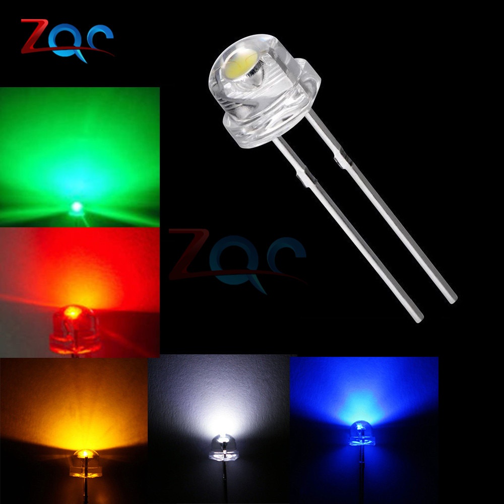 100 Chiếc 5 Mm Diode LED Trắng Đỏ Xanh Xanh Vàng Tím LED Nước Trong ...