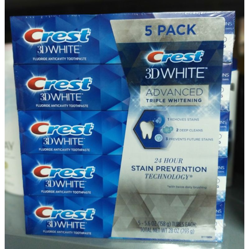 (Mẫu mới 2022) Kem đánh răng Crest 3D White Advanced Whitening 147g của Mỹ | Shopee Việt Nam