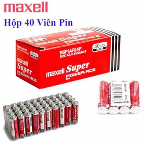 Pin Maxell Super Đỏ - Hộp 40 Viên Pin Tiểu AA (2A) 1.5V | Shopee Việt Nam