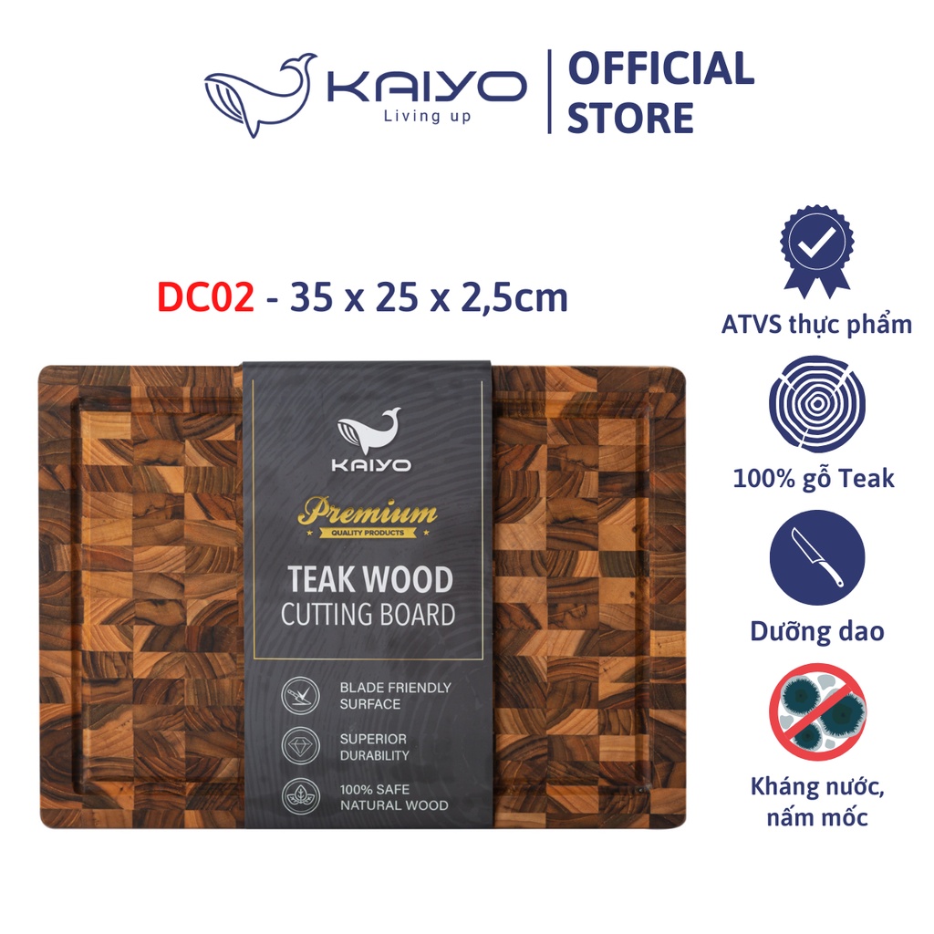 Thớt thái gỗ teak đầu cây KAIYO size M 35 x 25 x 2,5cm [mã: DC02] | Shopee Việt Nam