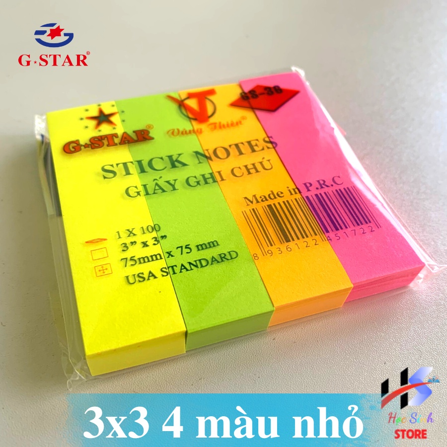 Giấy ghi chú, giấy note nhiều màu dạ quang Gstar GS 36, xấp 100 tờ tiêu chuẩn USA - Học Sinh ...
