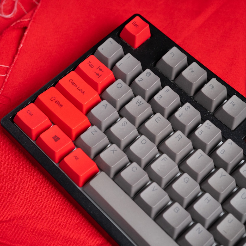 Keycap xám đỏ, nhựa pbt in laser, oem profile 104 nút bàn phím cơ ...