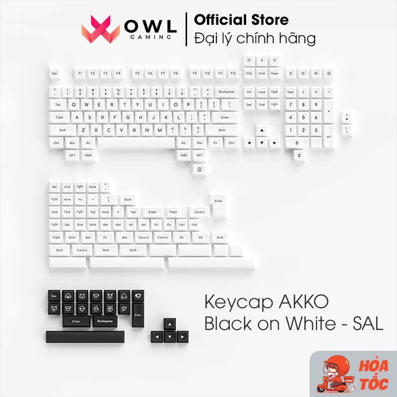 Set keycap AKKO Black on White BoW (ABS Double-Shot / SA-Leveled ...