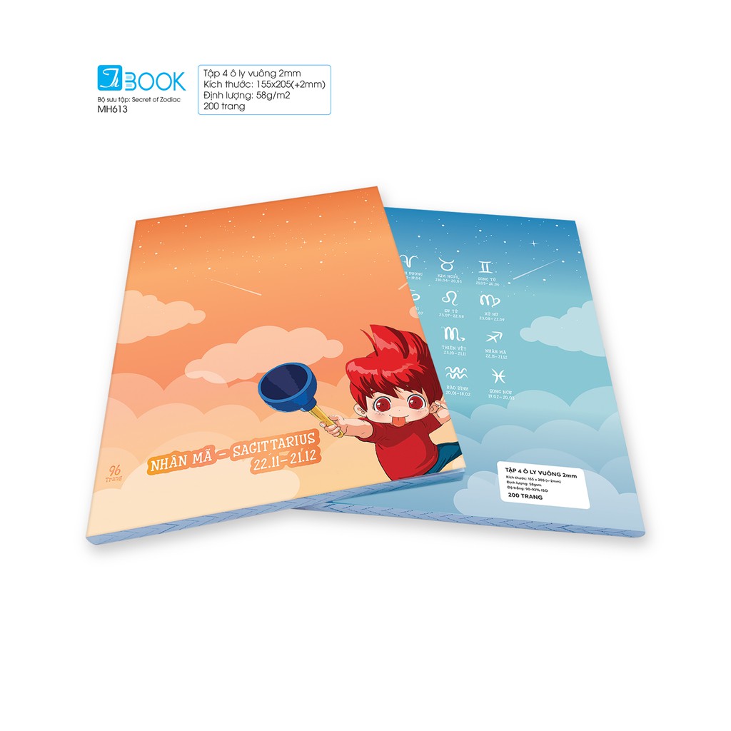 10 cuốn Tập Secret of Zodiac hiệu Tabook, 200 trang ruột 60 (HF002 ...