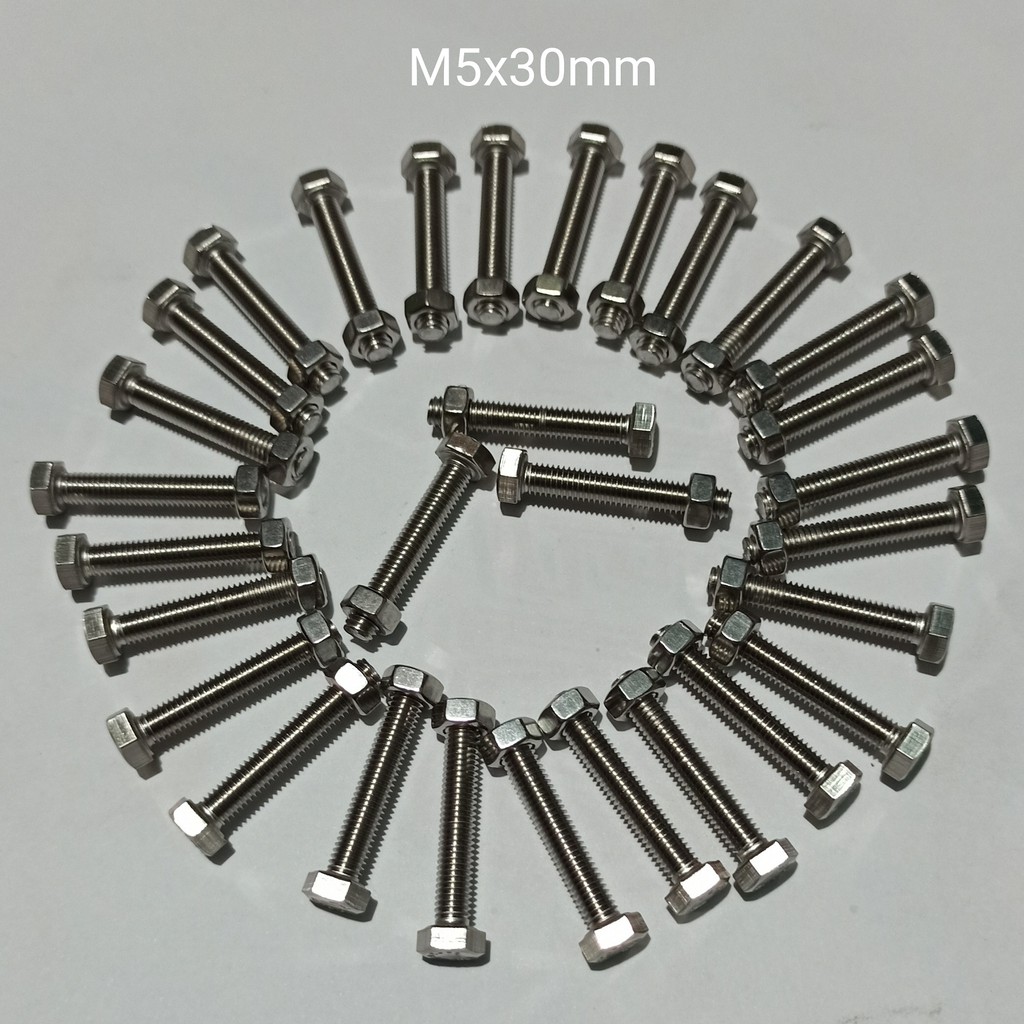 M5x30mm INOX 304 COMBO Bộ 30 Bu Long Con Tán M5 (5mm), 5 Li 3 Phân ...