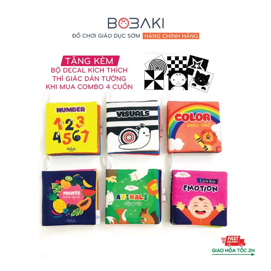 Sách vải cho bé sách tương tác kích thích thị giác cho trẻ sơ sinh 8 ...