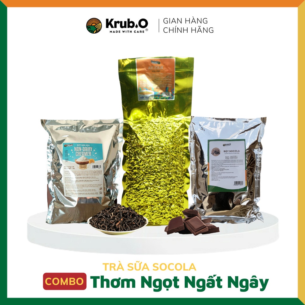 Combo trà sữa Bột sữa krub.O gói 1000gr + Bột Socola Krub.O cao cấp gói ...