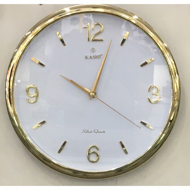Đồng hồ treo tường Kashi K78 Viền vàng, trắng - Kim trôi | Shopee Việt Nam