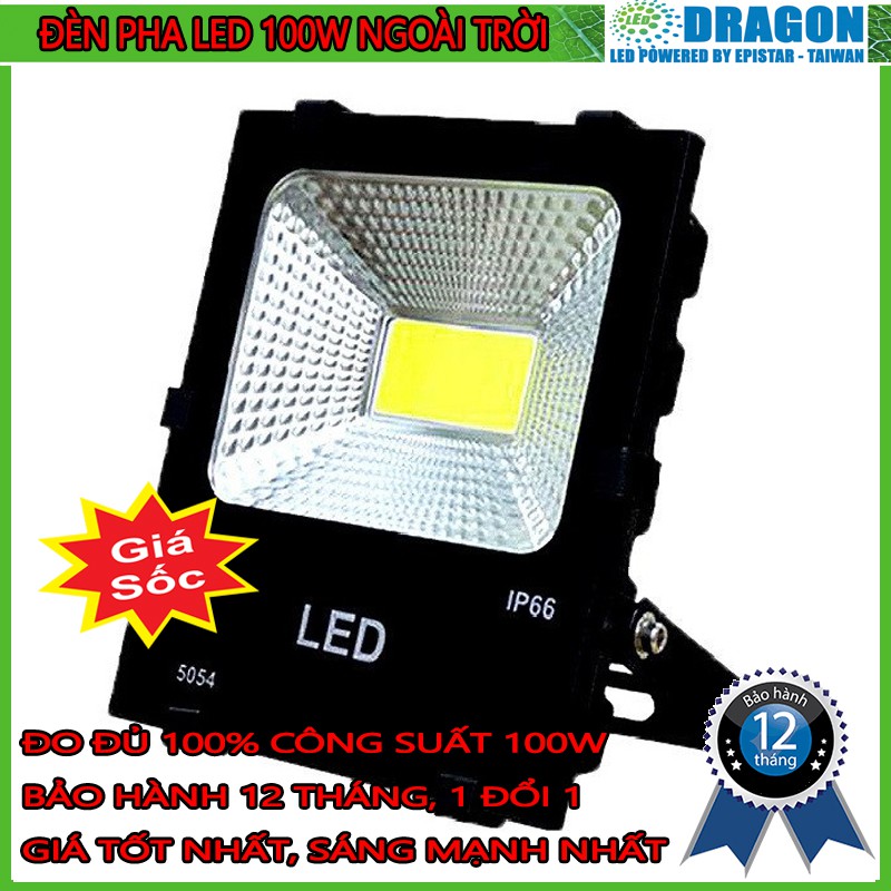Đèn pha led DRAGON 100W đủ công suất vỏ đen chống nước IP66 chip led ...