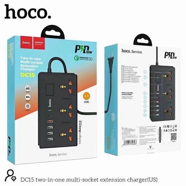 Ổ Cắm Điện Đa Năng Hoco DC15 có cổng usb thông minh chính hãng | Shopee ...
