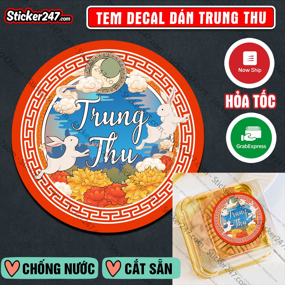 Tem Trung Thu Vintage 🌈𝑭𝒓𝒆𝒆𝒔𝒉𝒊𝒑 Decal Dán Tem Bánh Trung Thu - Sticker ...