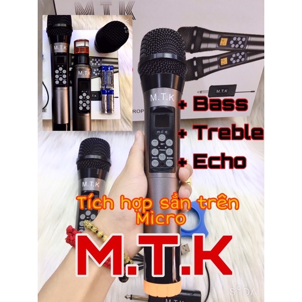 Micro không dây đa năng cao cấp MTK 1A - Tích hợp chỉnh bass, treble, echo ngay trên micro, Màn ...