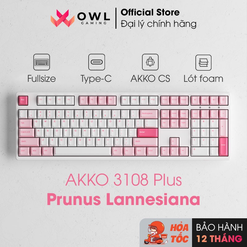 Bàn phím cơ AKKO 3108 Plus Prunus Lannesiana (Foam tiêu âm / AKKO CS switch) | Shopee Việt Nam