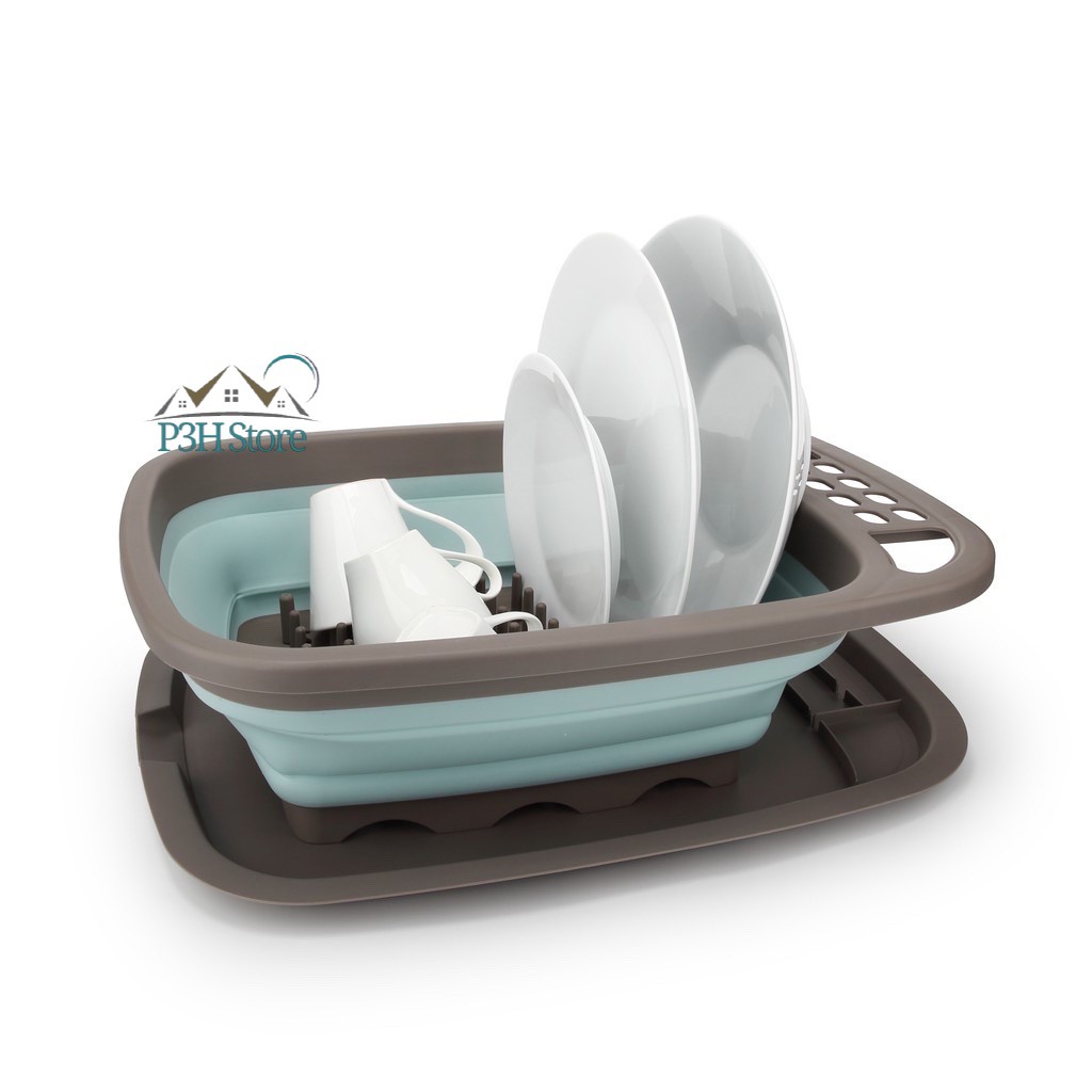 Kệ úp chén dĩa gấp gọn kèm khay hứng nước LDR140GRY | Shopee Việt Nam