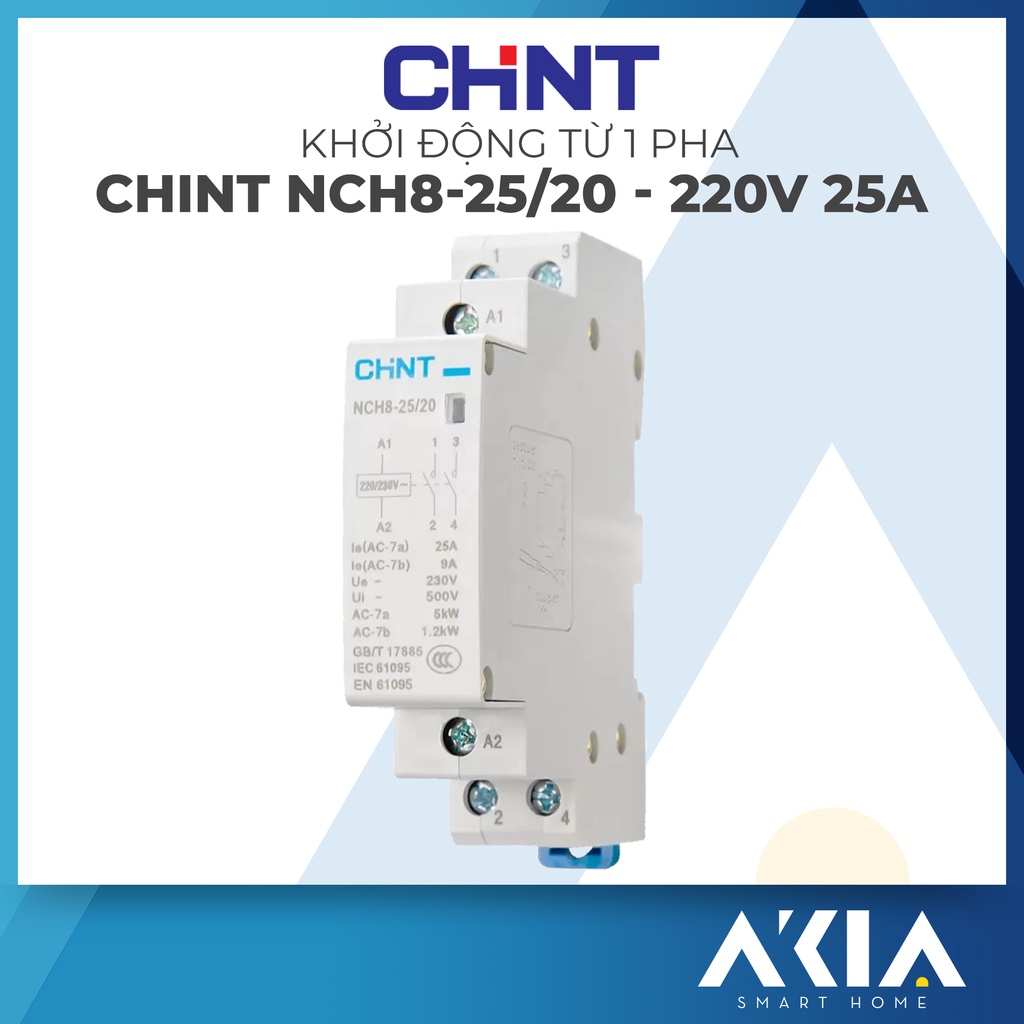 Khởi động từ 1 pha CHINT NCH8-25/20 25A 220V - Thiết bị đóng ngắt trung gian, Tăng công suất ổ ...