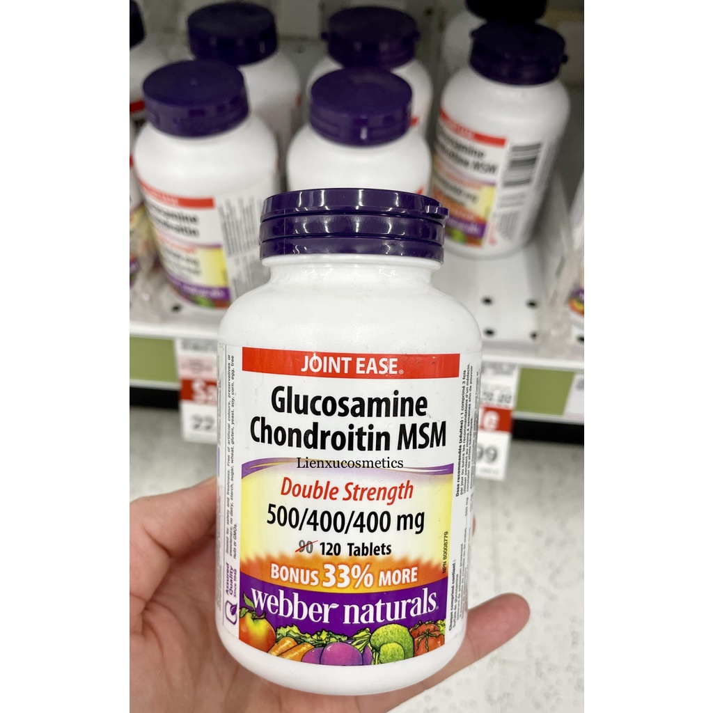 Viên giảm đau xương khớp Glucosamine Chondroitin& MSM 500/400/400 Webber Naturals 120 viên ...
