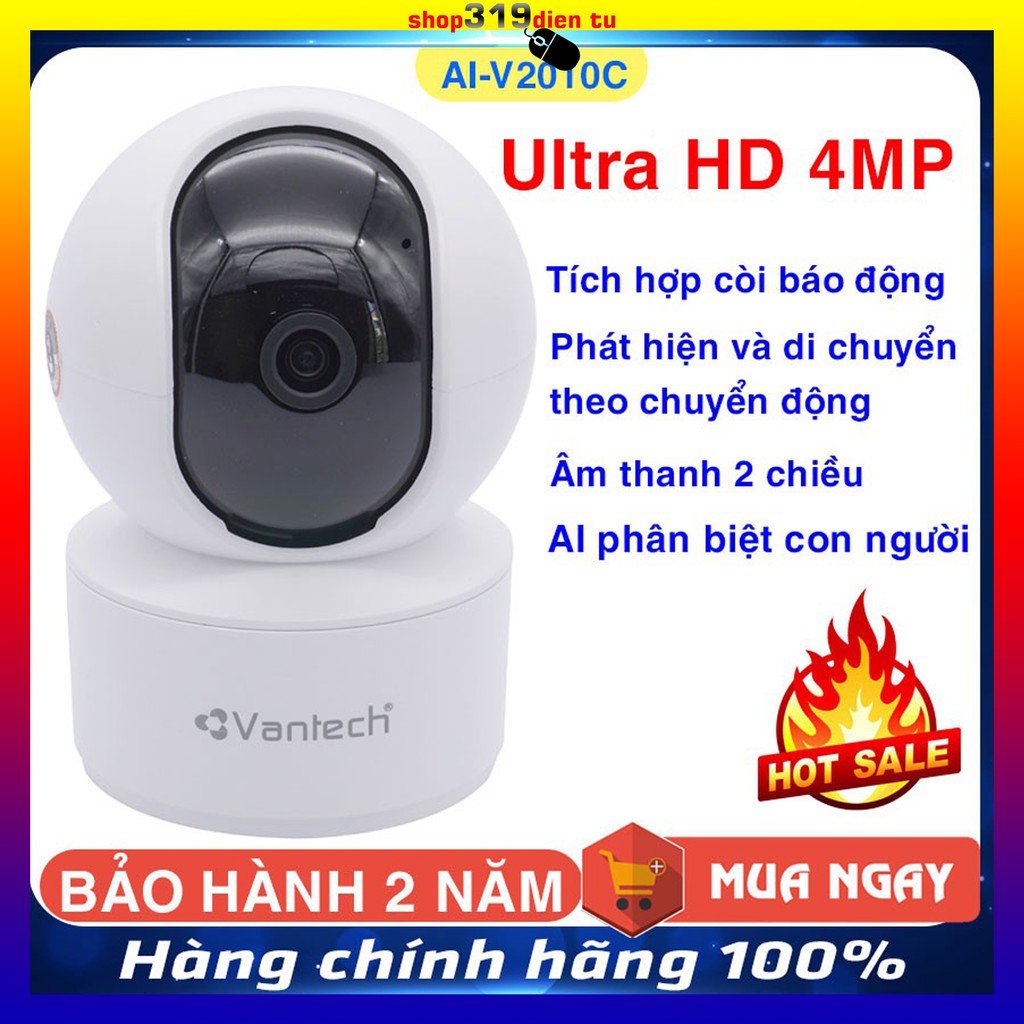 Camera wifi 360 an ninh đàm thoại 2 chiều VANTECH 4MP AI-V2010C tặng kèm đế camera | Shopee Việt Nam