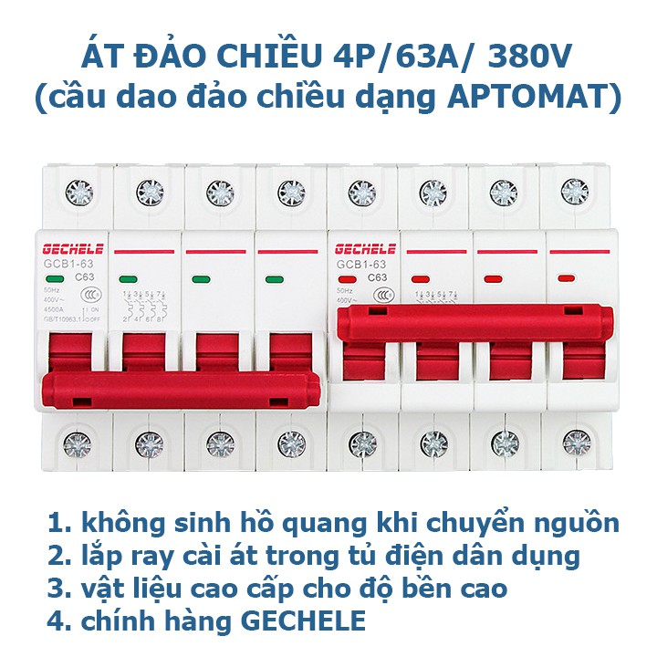 Át đảo chiều 3P 63A 380V GECHELE - cầu dao đảo chiều dạng aptomat GECHELE | Shopee Việt Nam
