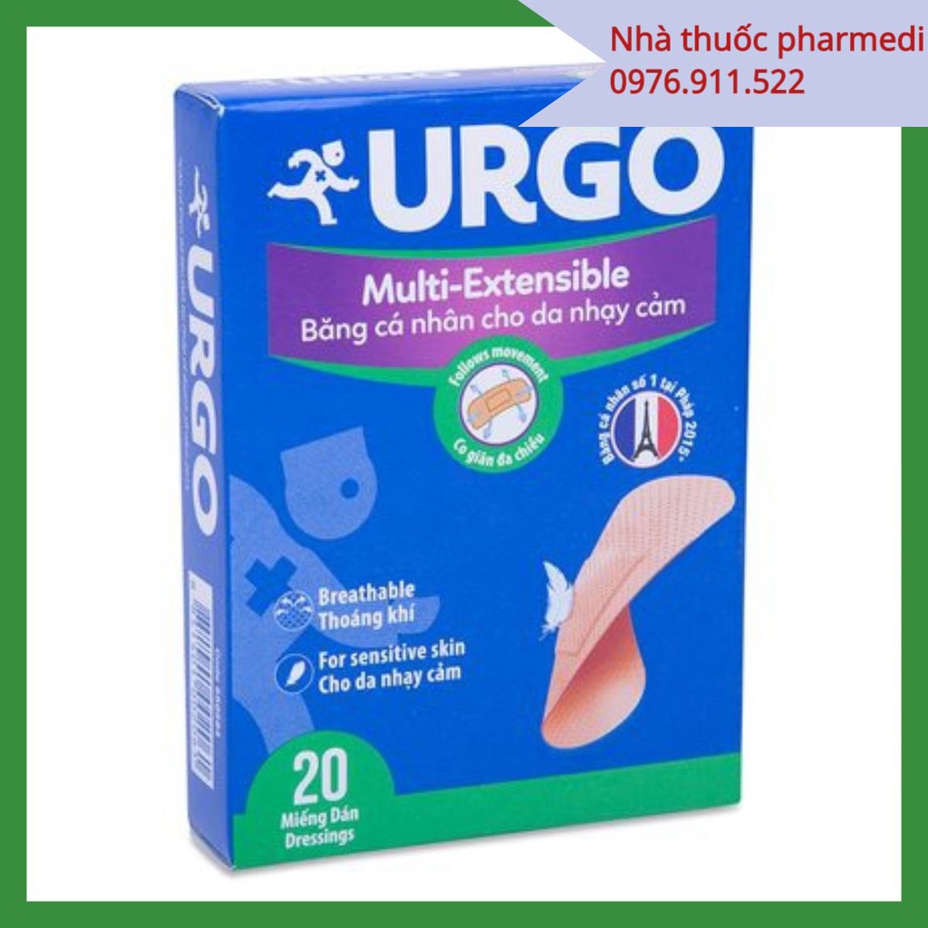Băng Cá Nhân Dành Cho Da Nhạy Cảm Urgo Multi Extensible Hộp 20 Miếng ...