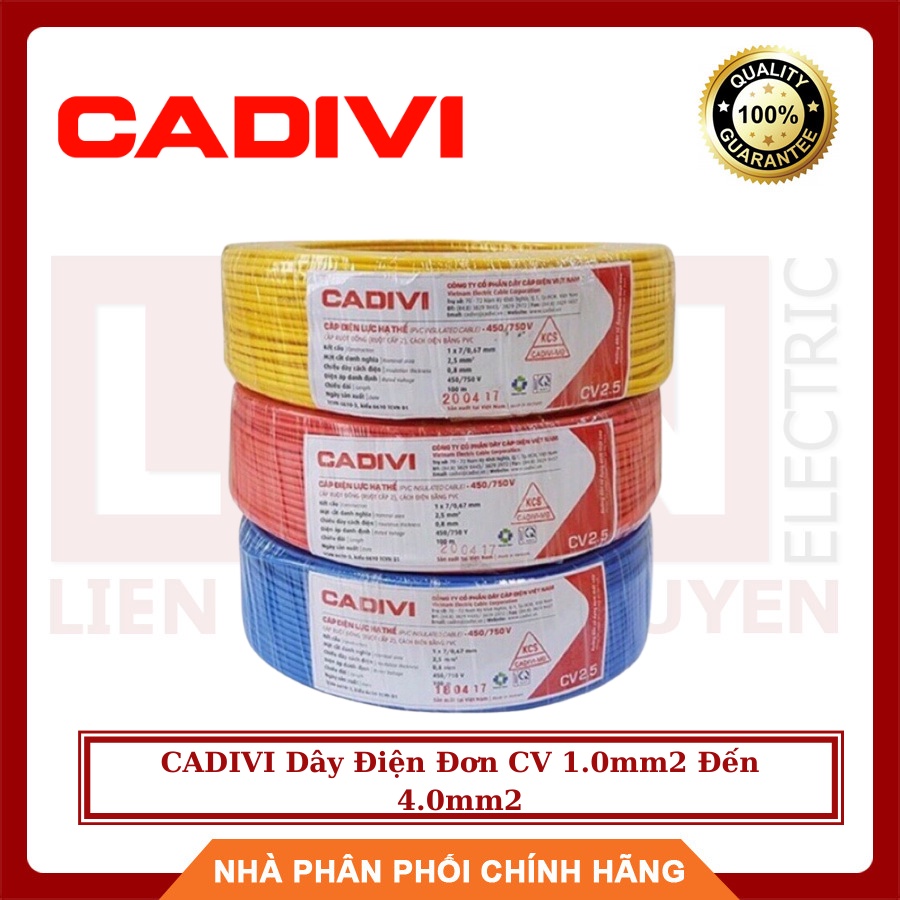 CADIVI Dây Điện Đơn CV 1.0mm2 Đến 4.0mm2 (Cuộn=100m) - Hàng Việt Nam, Chất Lượng Cao | Shopee ...