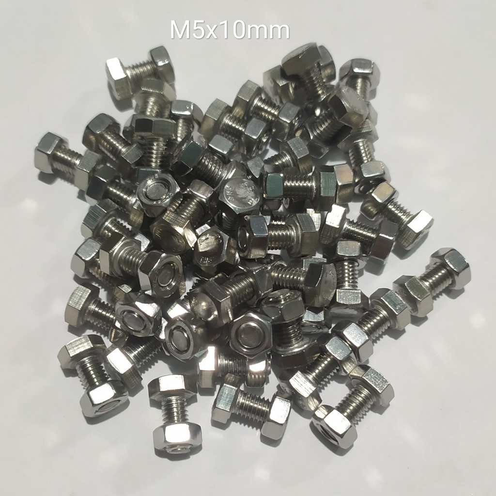 M5x10mm, M5x15mm, M5x20mm INOX 304 COMBO 50 Bộ Bulong ( bulong 5mm và ...