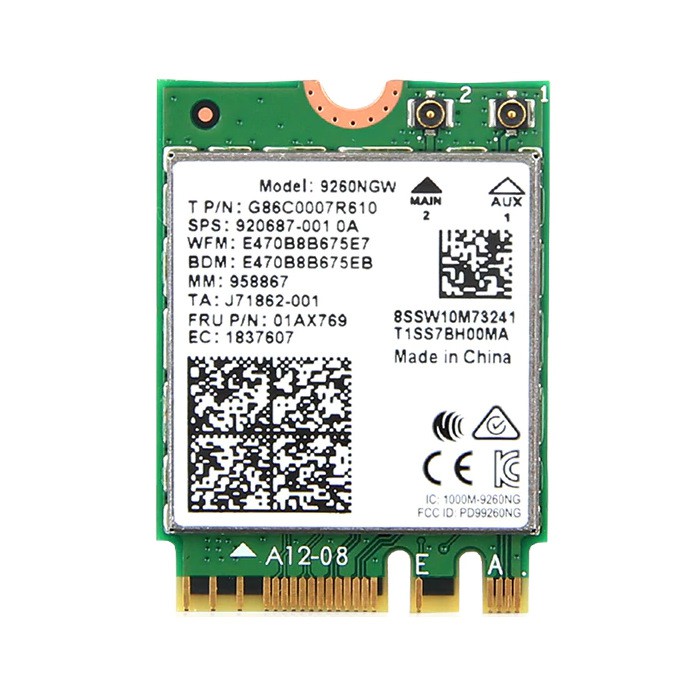 Intel 9260AC, M.2 wifi card, thu sóng wifi 2.4G và 5G, tốc độ Gigabit ...