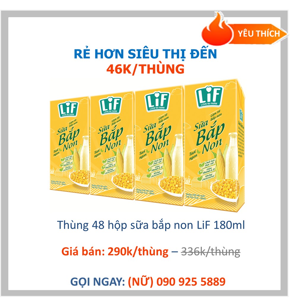 THÙNG 48 HỘP SỮA BẮP NON LIF 180ML | Shopee Việt Nam