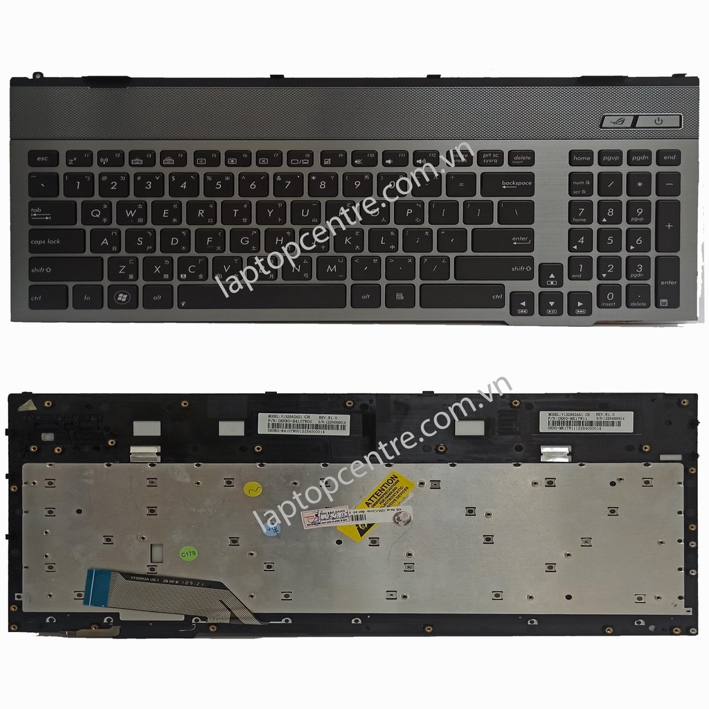 Bàn phím Asus ROG Gaming G55 Song ngữ CN Phím đen Chữ trắng Đèn Số Kèm ...