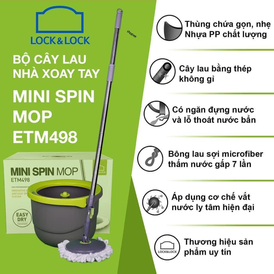 Cây lau nhà + Bộ lau nhà mini Ettom Lock&Lock ETM498 - KÈM 2 BÔNG LAU ...