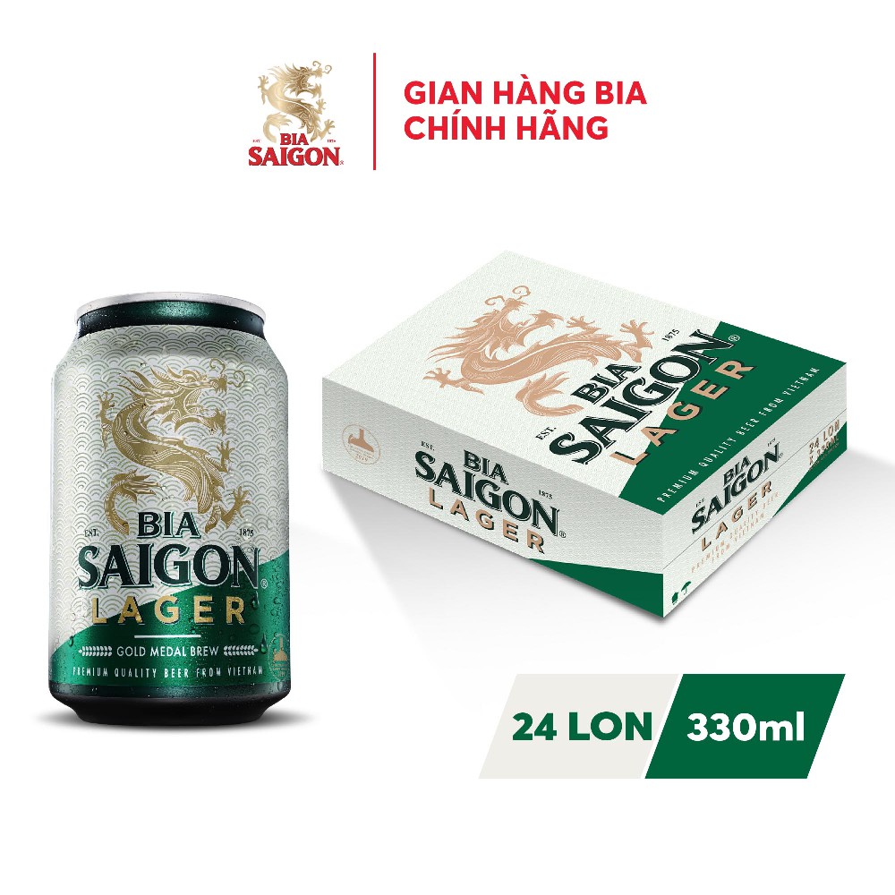 Thùng 24 lon bia SAIGON LAGER lon 330ml | Shopee Việt Nam