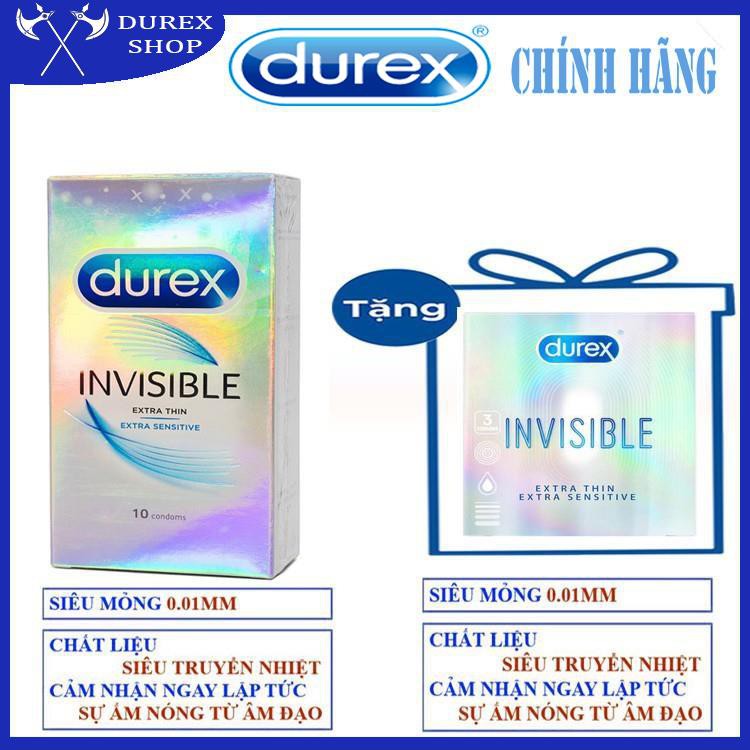 Bộ 1 hộp bao cao su Durex Invisible (10 bao/hộp) + tặng 1 hộp bao cao ...