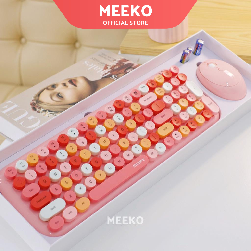 Combo bàn phím và chuột không dây Mofii Key Board, bàn phím và chuột cute MEEKO [ Miễn phí gói ...