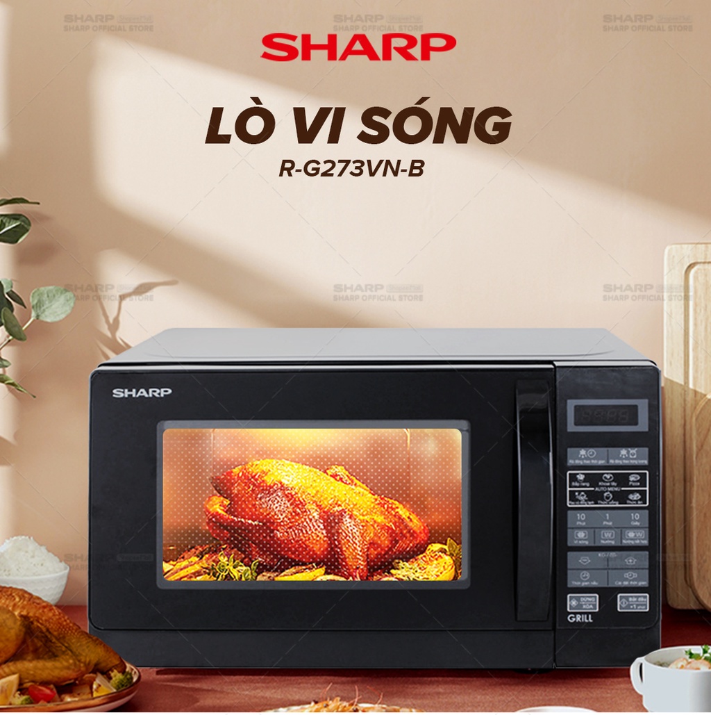 [Sharp x Shopee Live 11/12] Lò Vi Sóng Kết Hợp Nướng Sharp R-G273VN-B 20L | Shopee Việt Nam