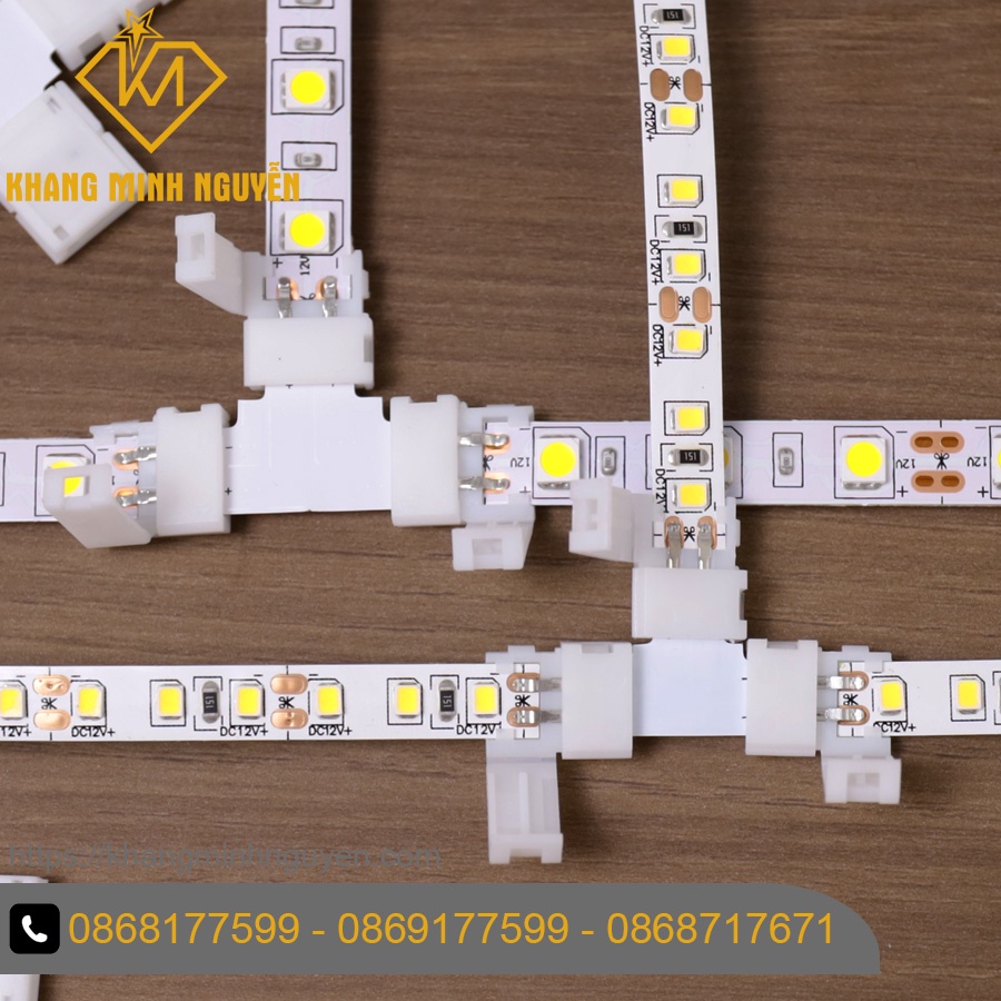 Đầu nối LED, kẹp nối LED dây 5V-12V-24V 2pin - nối thẳng, góc L, ngã 3 chữ T, ngã 4, size 8mm ...
