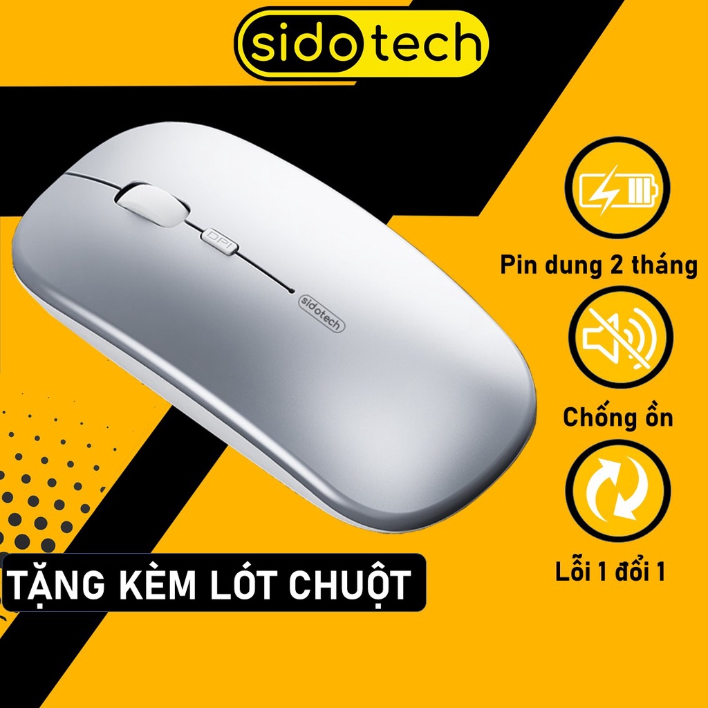 Chuột máy tính bluetooth không dây SIDOTECH M1P tắt tiếng chống ồn pin sạc 2 tháng 1 lần laptop ...