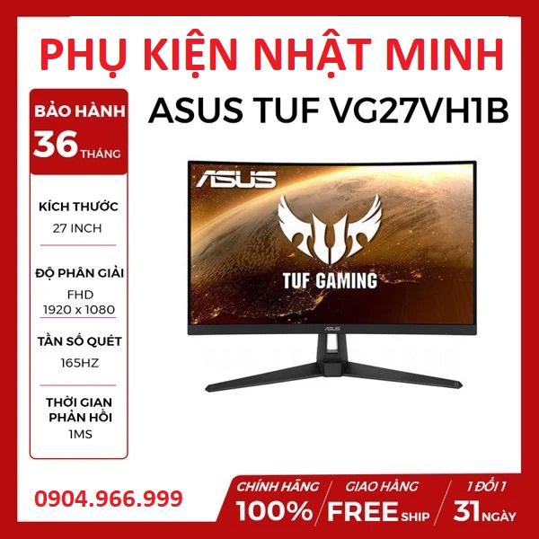 Màn hình máy tính Asus TUF GAMING VG27VH1B 27 inch FHD 165Hz Cong 1500R ...