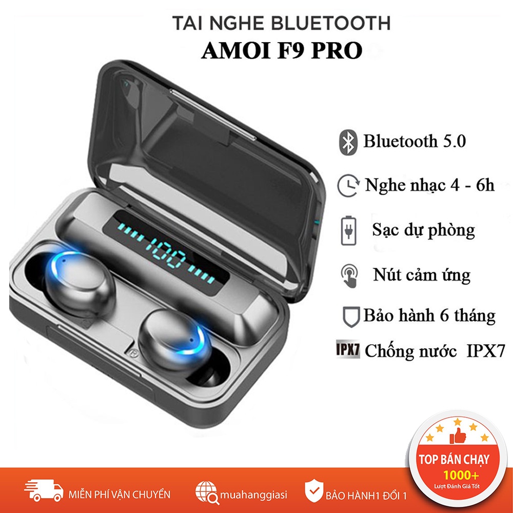 HỎA TỐC 2H -Tai nghe True Wireless Amoi F9 PRO Bluetooth 5.0 phiên bản cảm ứng, kiêm sạc dự ...