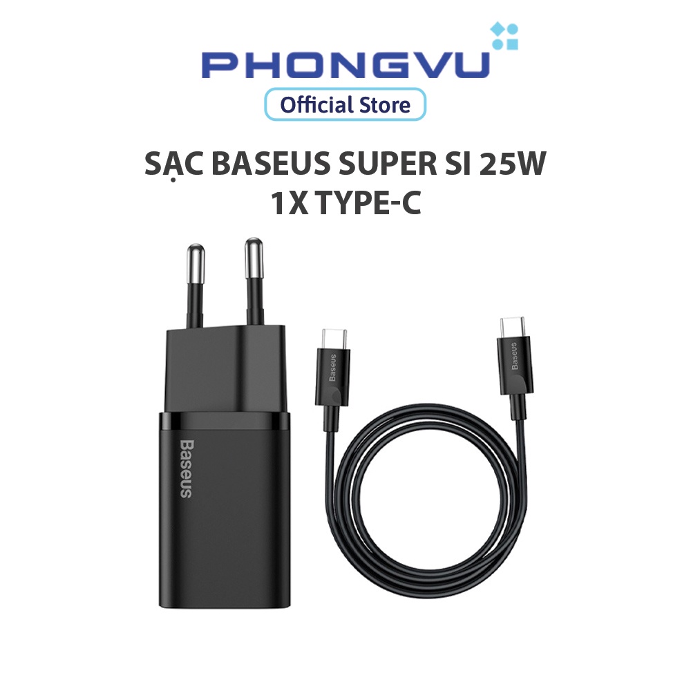 Cục Sạc Baseus Super SI 25W 1x Type-C kèm Cáp Type-C 1M (Đen) - Bảo ...