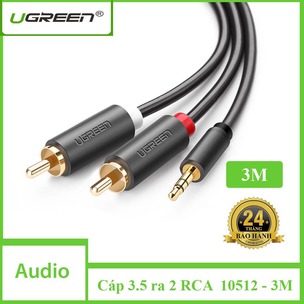 Dây Loa 1 Ra 2 Đầu Hoa Sen Dài 3M UGREEN 10512 - Dây chuyển đổi 3.5mm ra 2RCA - Hãng Chính Hãng ...