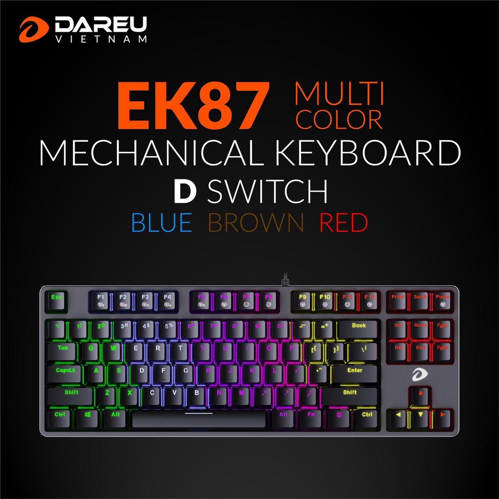 Bàn phím cơ Dareu EK880 RGB 87KEY ( Blue/ Brown/ Red D switch) | Shopee ...
